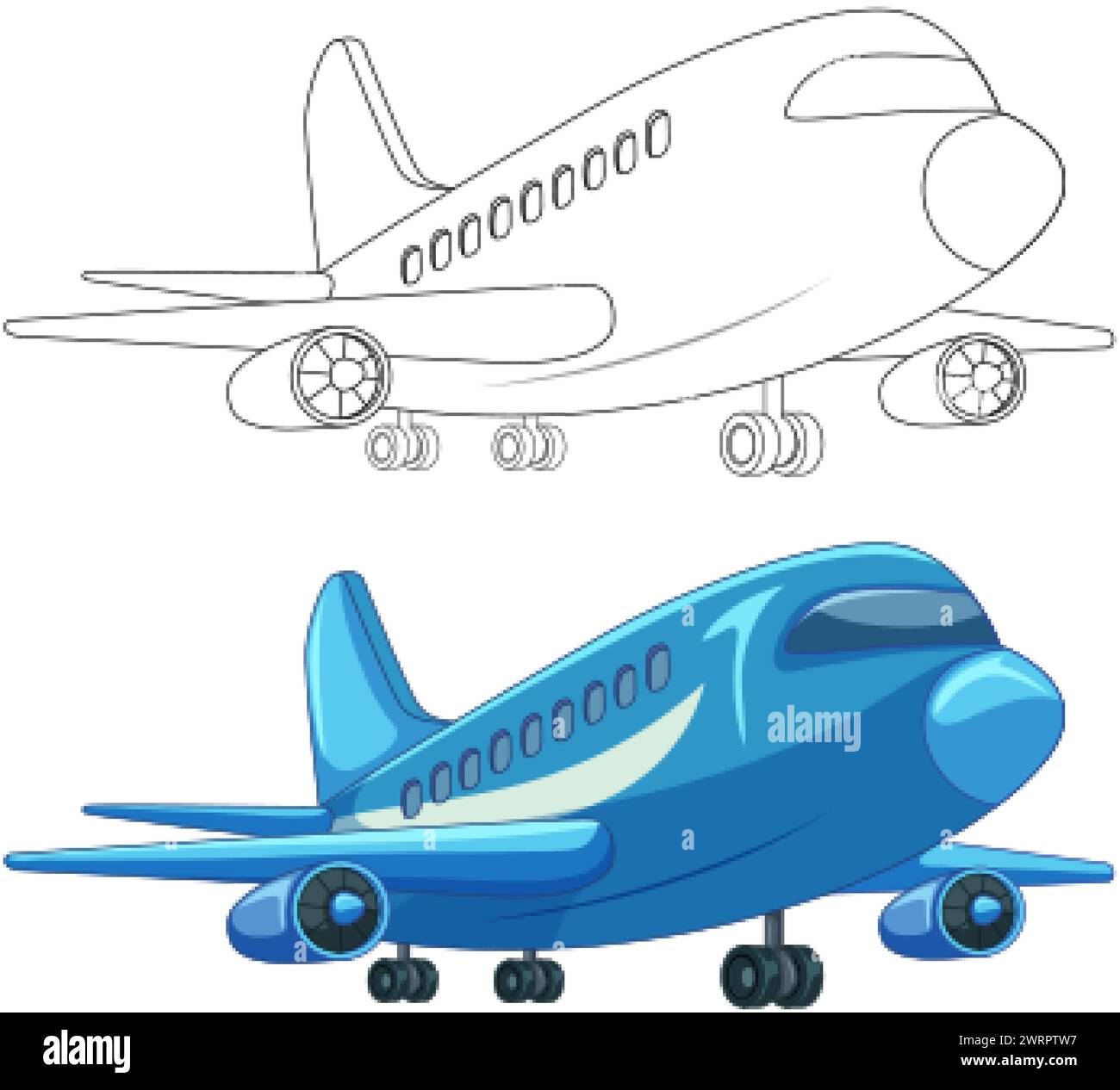 Vector illustration of a blue cartoon airplane Stock Vector Image & Art ...