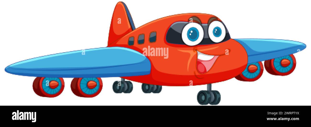 Colorful, smiling airplane with big eyes, vector illustration Stock ...