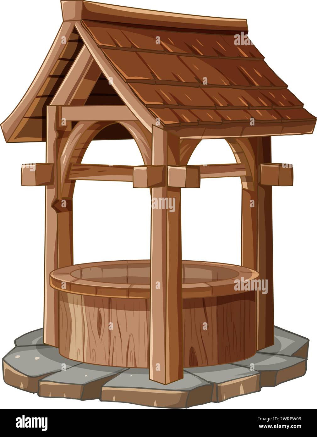 Cartoon-style vector of a traditional water well Stock Vector Image ...