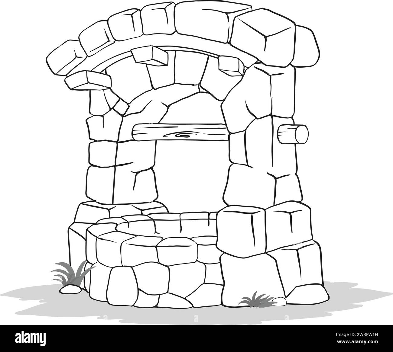 Stone Wishing Well Drawing
