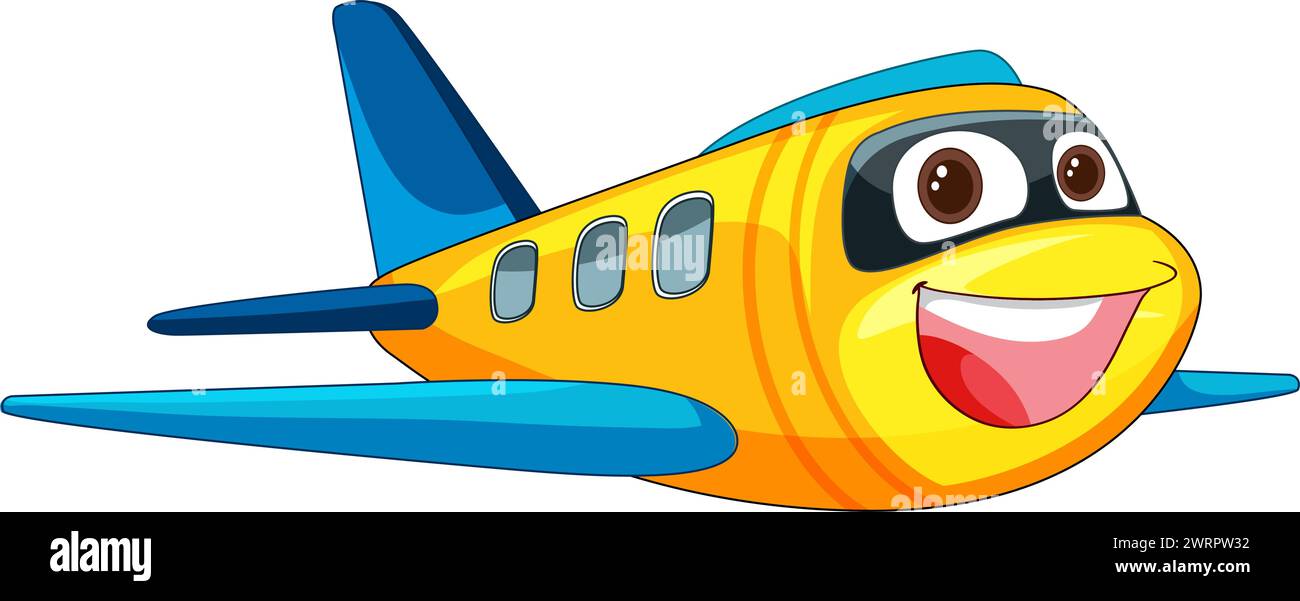 Colorful, smiling airplane with a friendly face Stock Vector Image ...
