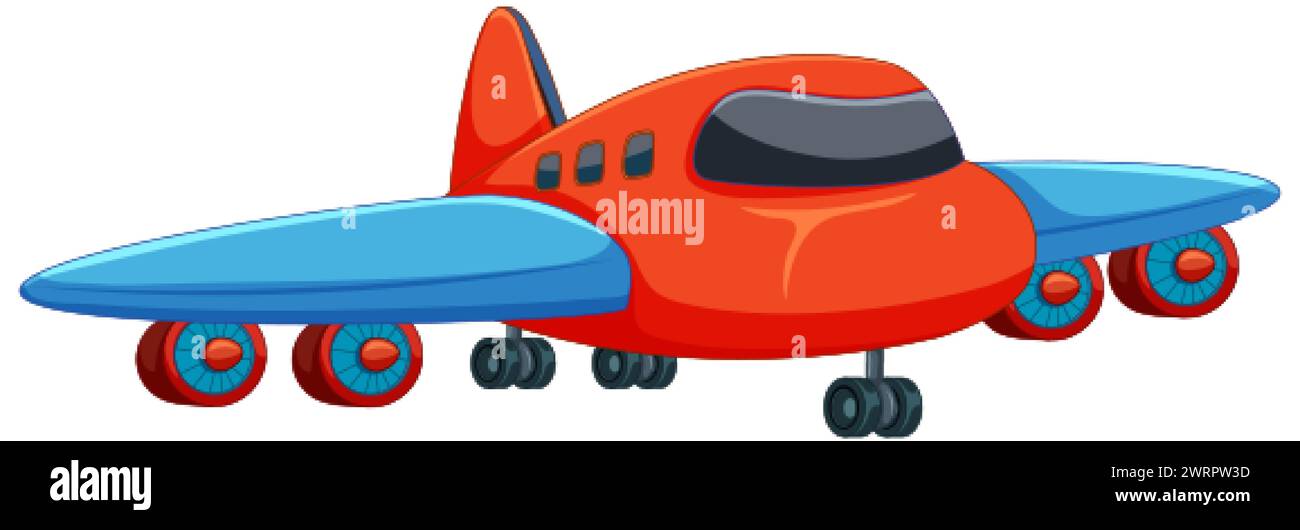 Brightly colored vector illustration of a cartoon airplane Stock Vector ...