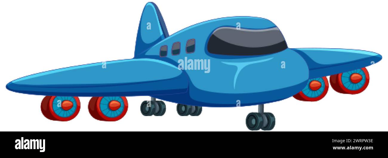 Vector illustration of a blue cartoon airplane Stock Vector Image & Art ...