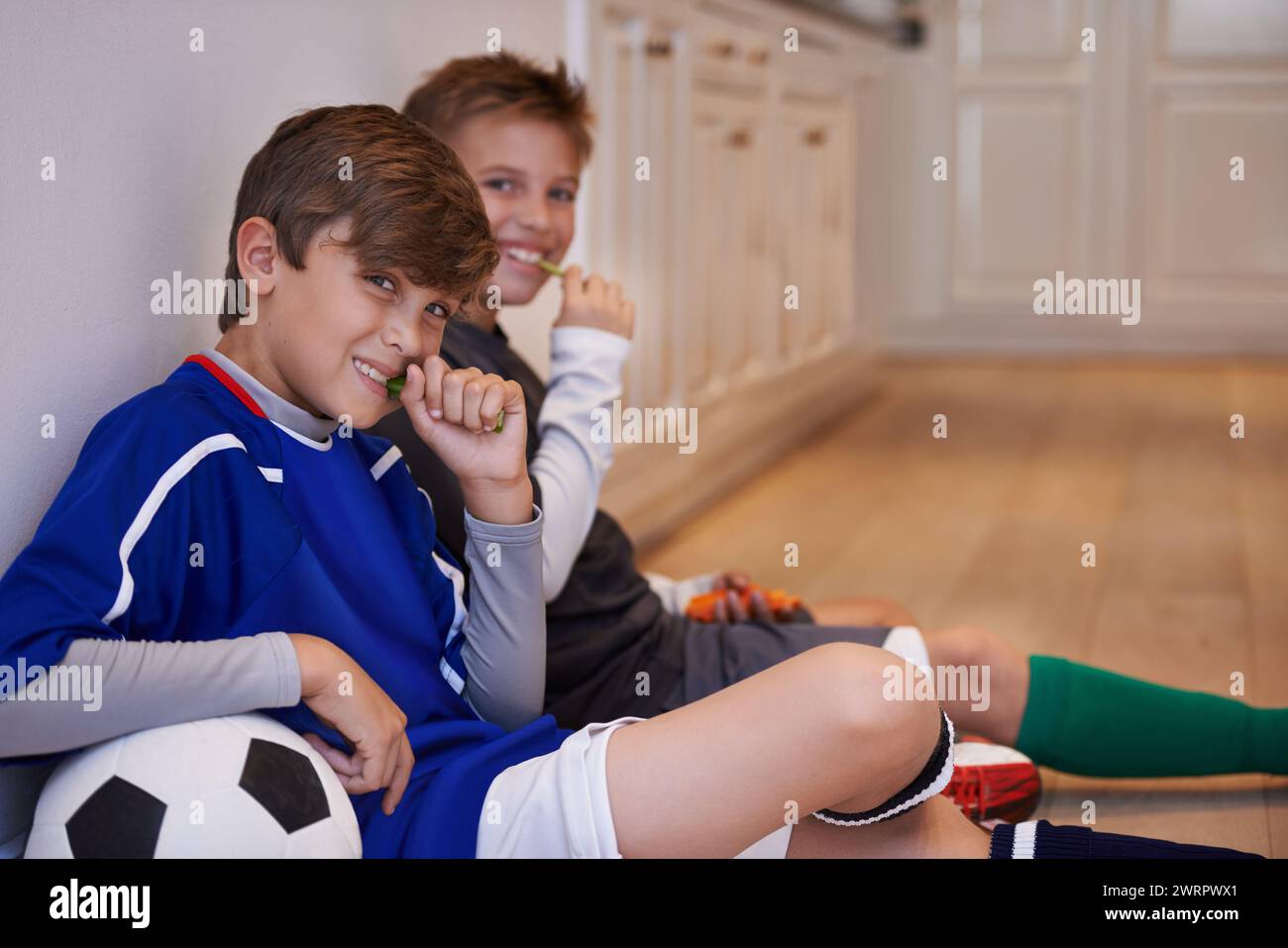 Children sports eating kids soccer hi-res stock photography and images ...