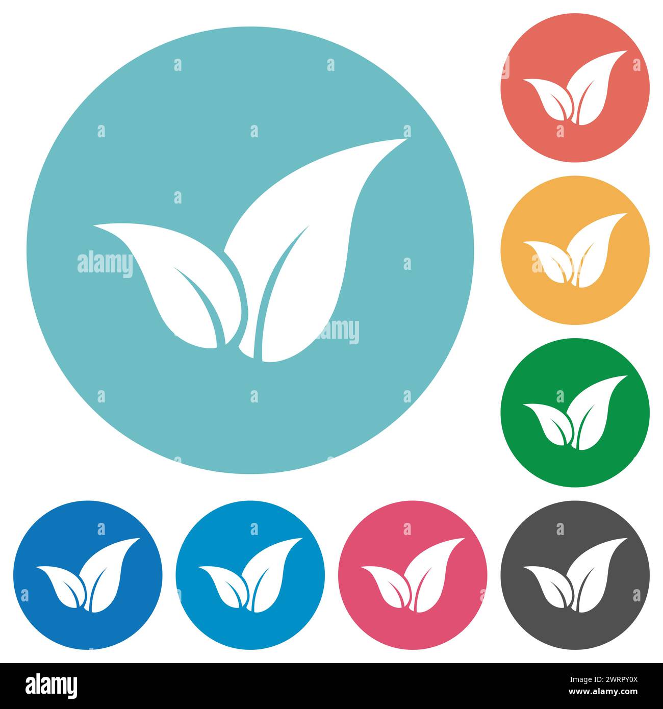 Leaves solid flat white icons on round color backgrounds Stock Vector ...