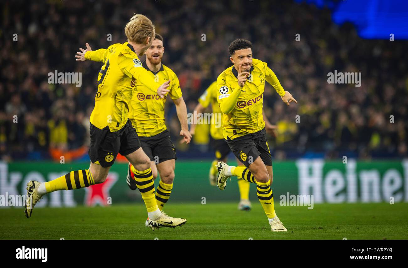 Dortmund, Germany. 13th Mar 2024. Torjubel: Julian Brandt (BVB) Jadon ...