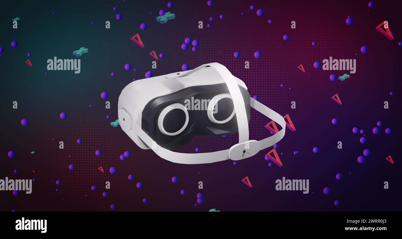 Image of vr headset over abstract shapes Stock Photo - Alamy