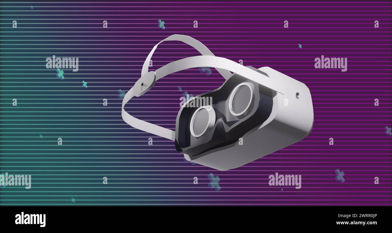 Image of vr headset over abstract shapes Stock Photo - Alamy