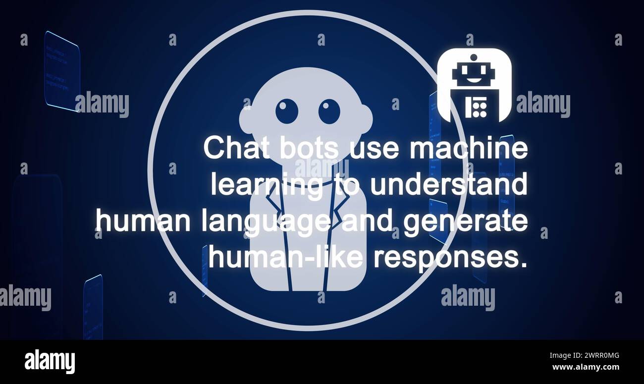 Image of ai chat and data processing over blue background Stock Photo ...