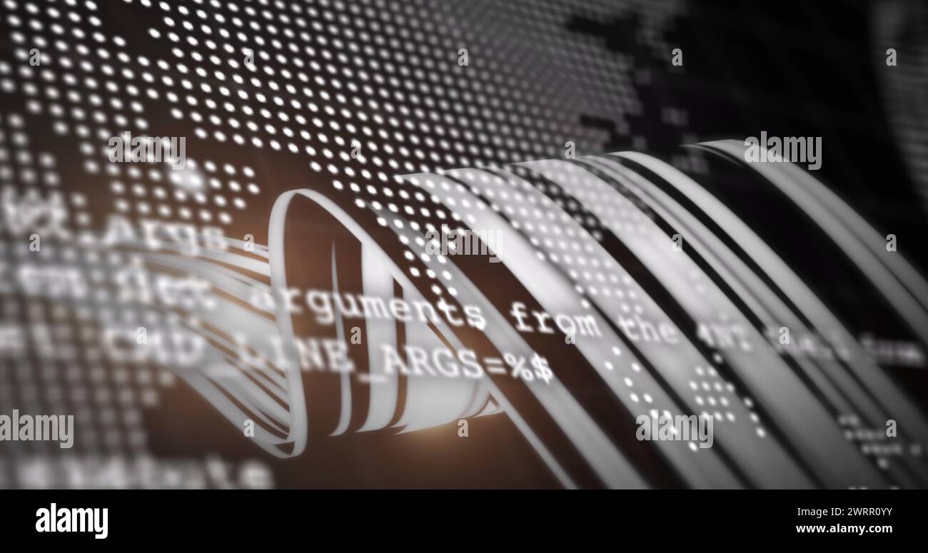 Image of data processing and shapes on black background Stock Photo - Alamy
