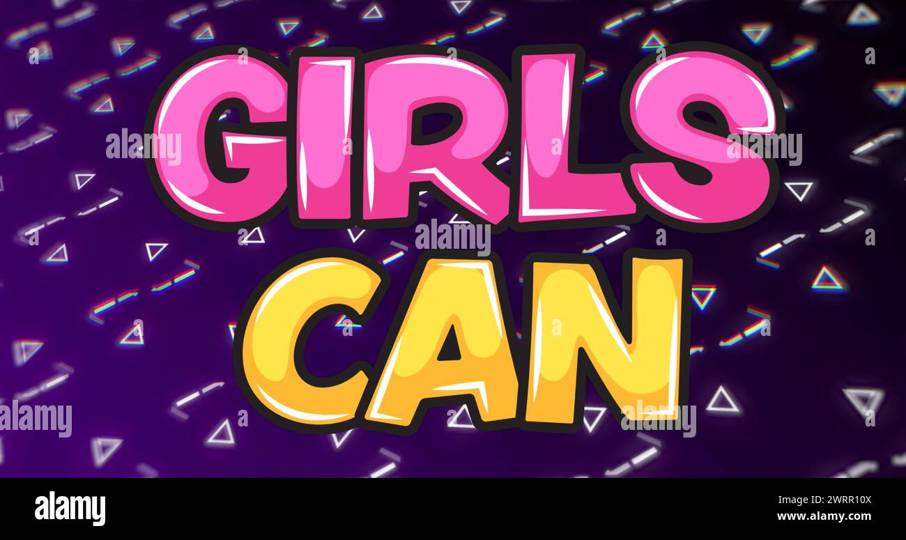 Image of girls can over violet background with triangles Stock Photo ...