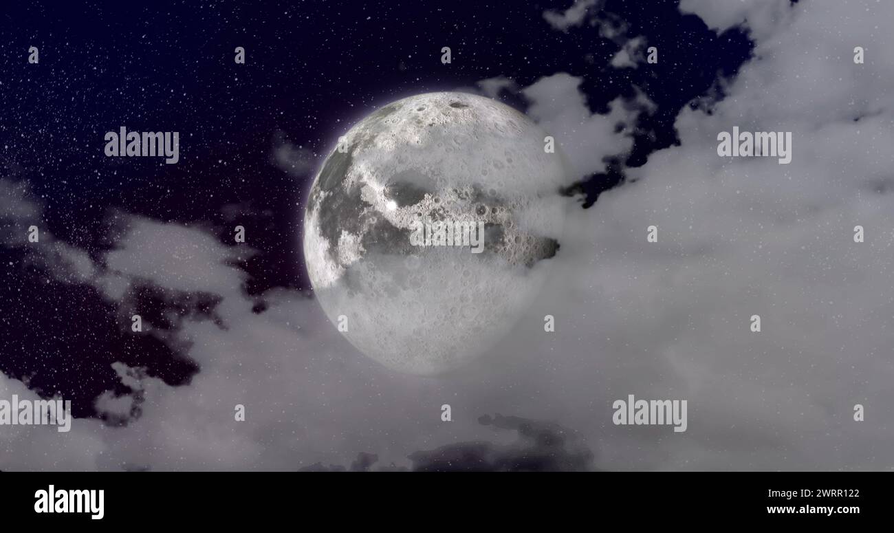 Image of grey planet over cloudy night sky Stock Photo - Alamy