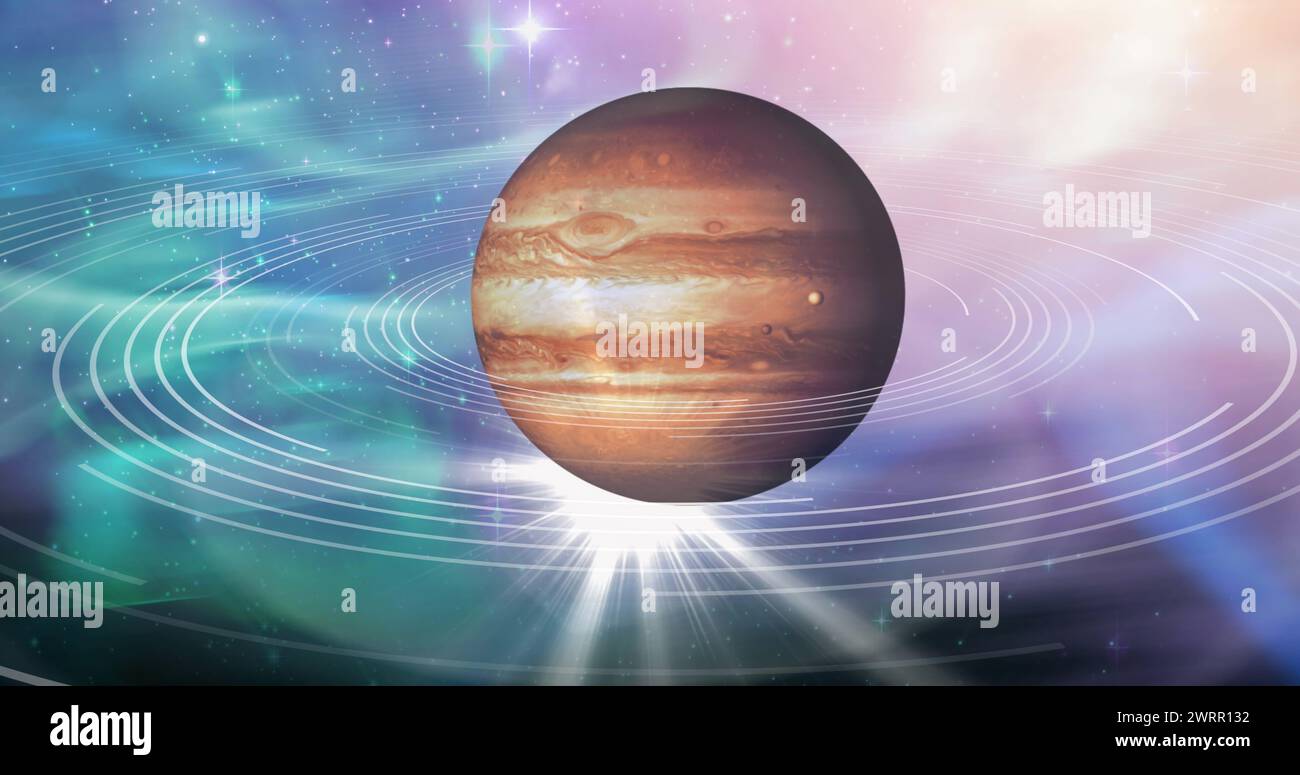 Image of brown planet in smoky green and violet space Stock Photo - Alamy