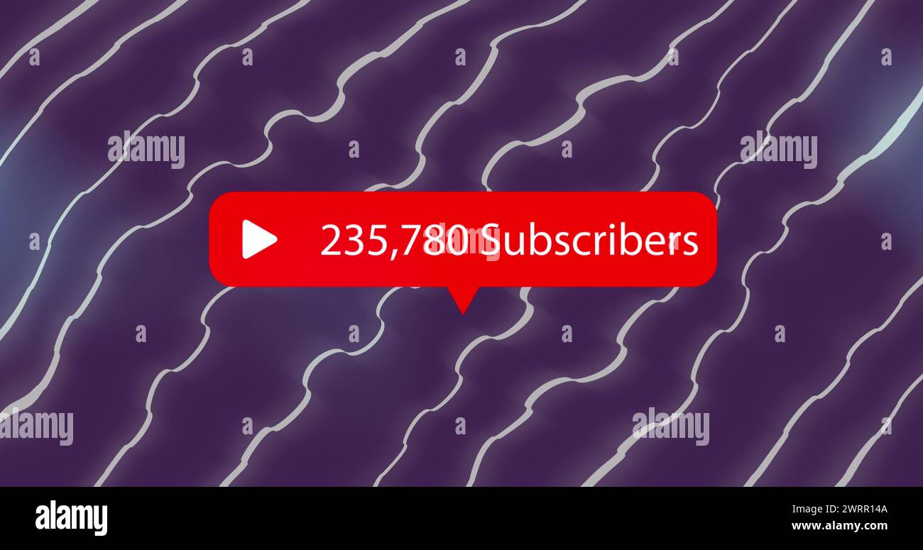 Image of subscribe over violet background with waves Stock Photo - Alamy