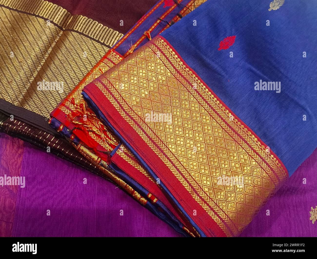 Indian fabric gold thread hi-res stock photography and images - Alamy
