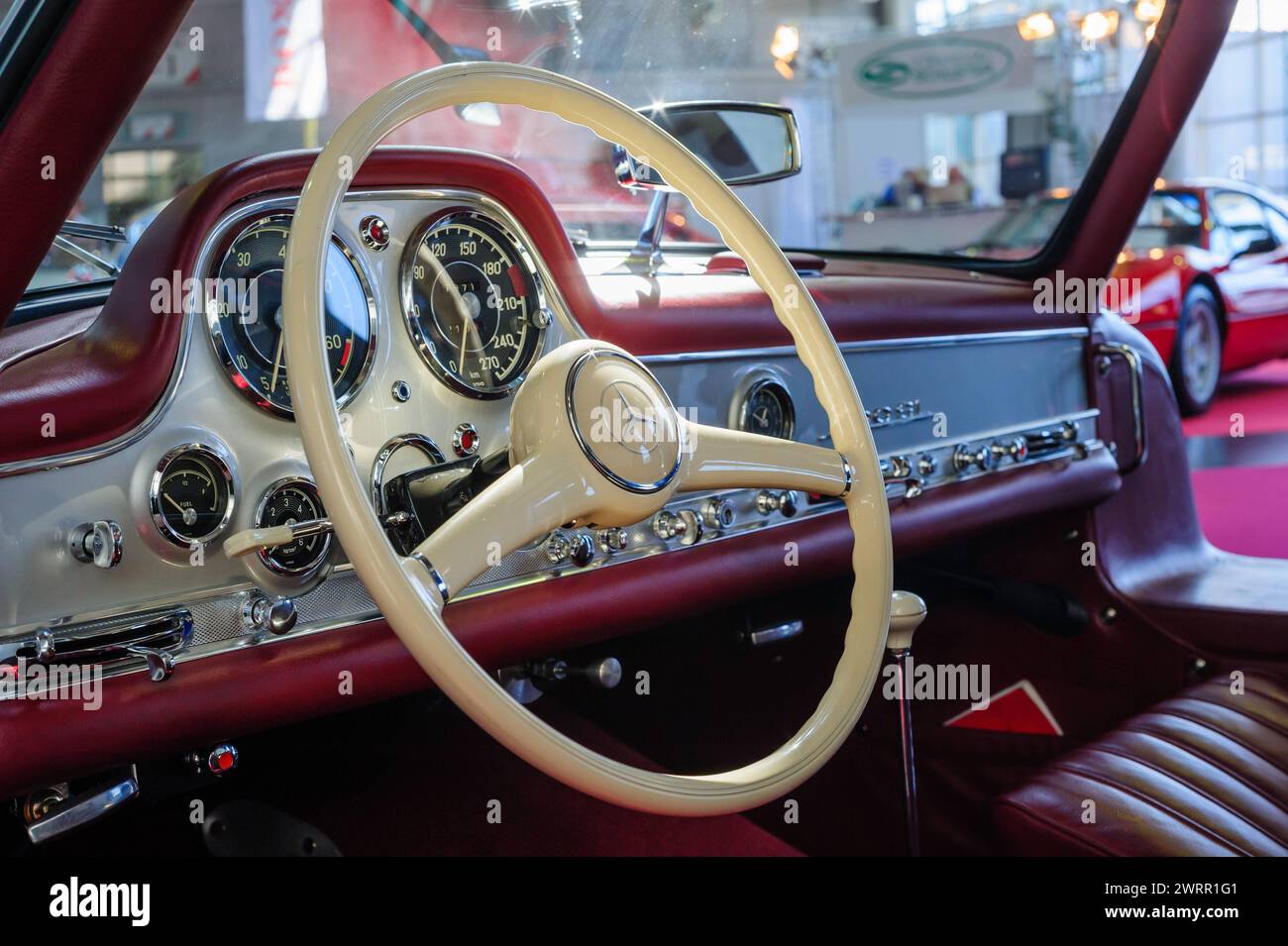 Cockpit of a vintage Mercedes Benz 300 SL Gullwing Coupe *** Cockpit ...