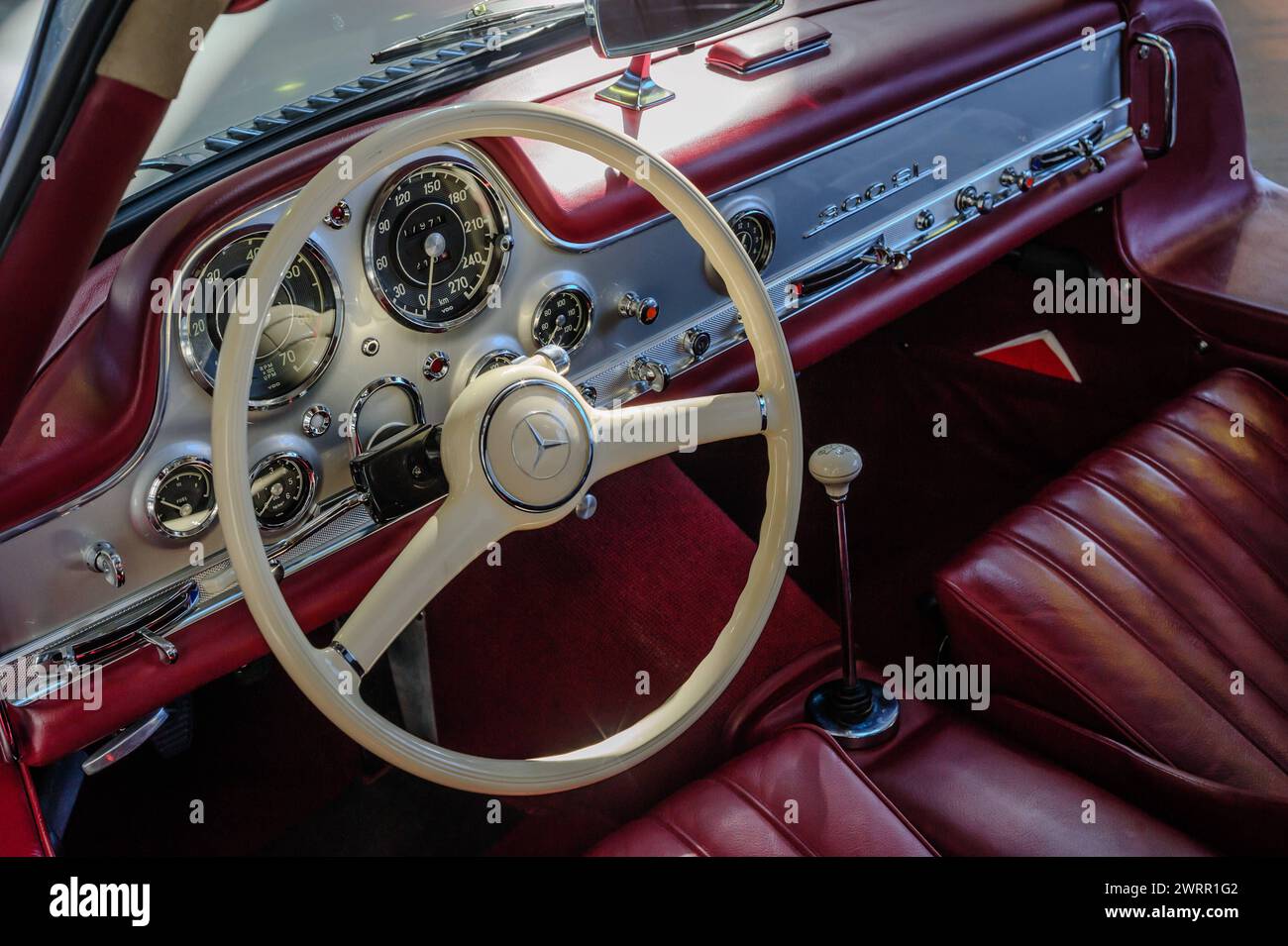 Cockpit of a vintage Mercedes Benz 300 SL Gullwing Coupe *** Cockpit ...