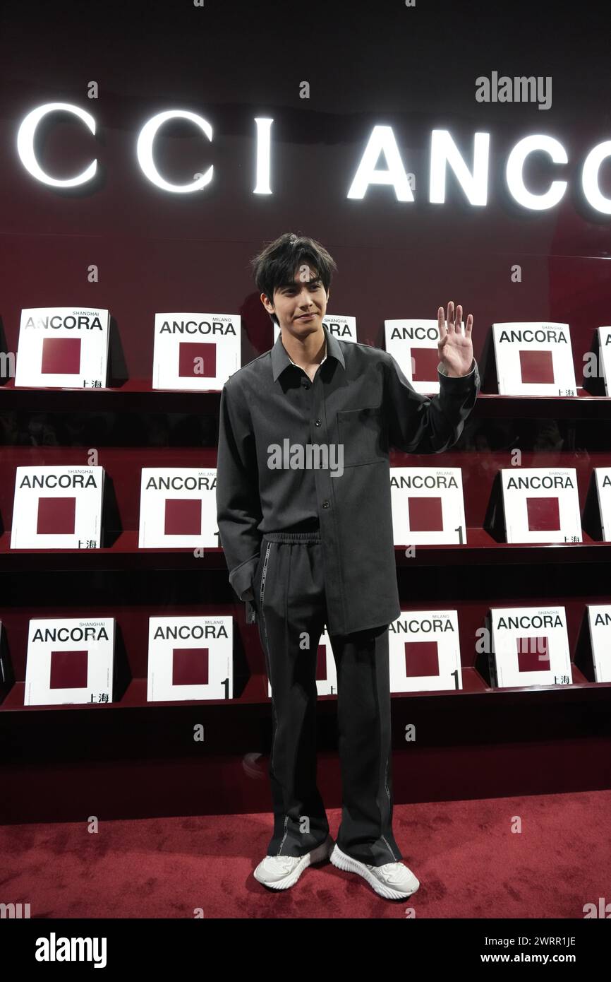 Chinese actor and model Song Weilong attends an activity in Shanghai ...