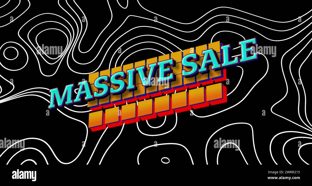 Image of massive sale over black background with isohypses. Shopping ...
