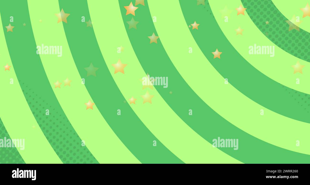Image of stars over green striped background Stock Photo - Alamy