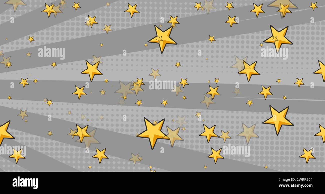 Image of stars over grey striped rotating background Stock Photo - Alamy