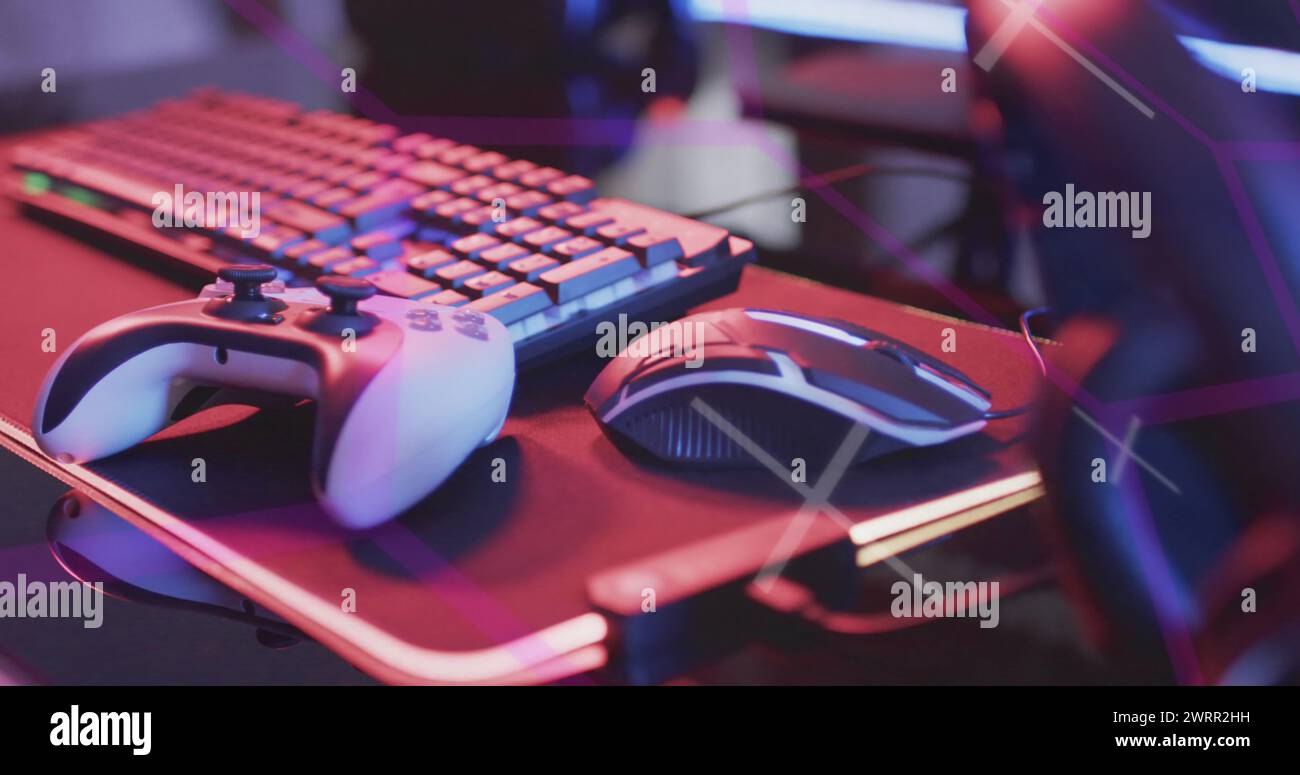 Image of scope and data processing over image game computer equipment ...