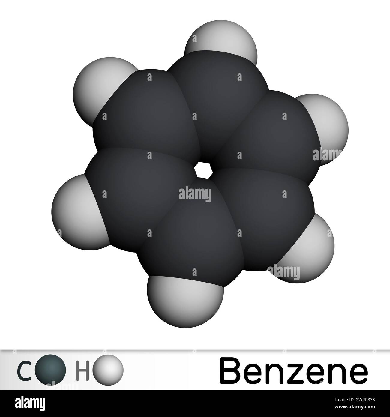 Benzene, benzol C6H6 molecule. Molecular model. 3D rendering. Illustration Stock Photo - Alamy