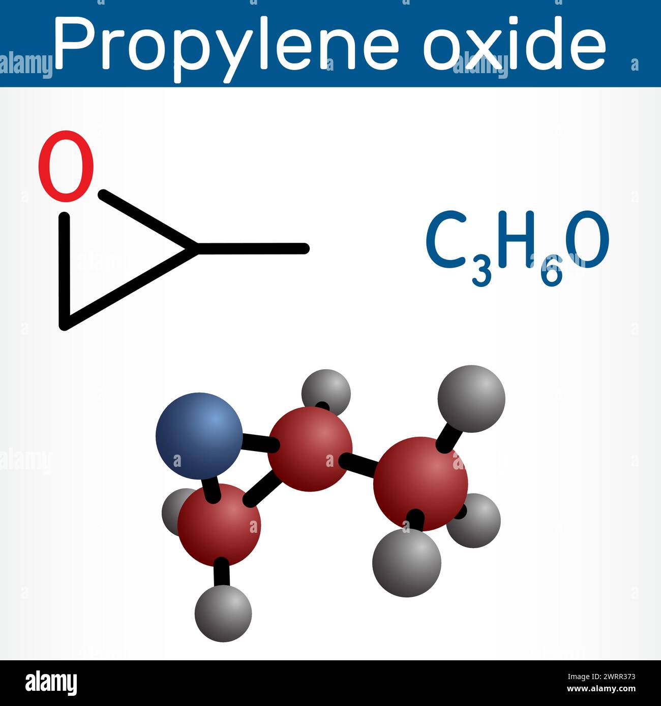 Propylene oxide molecule. Structural chemical formula and molecule ...