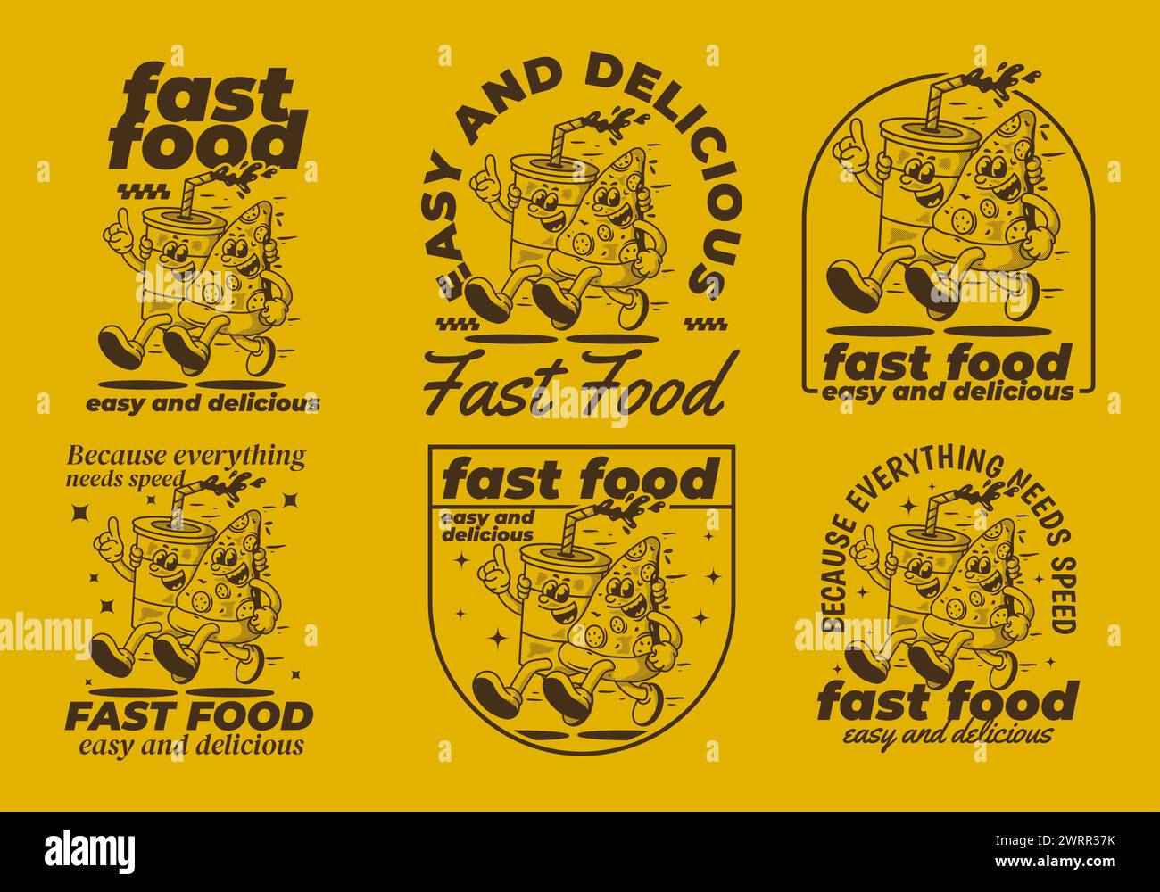 Fast food, easy and delicious. Mascot character illustration of running ...