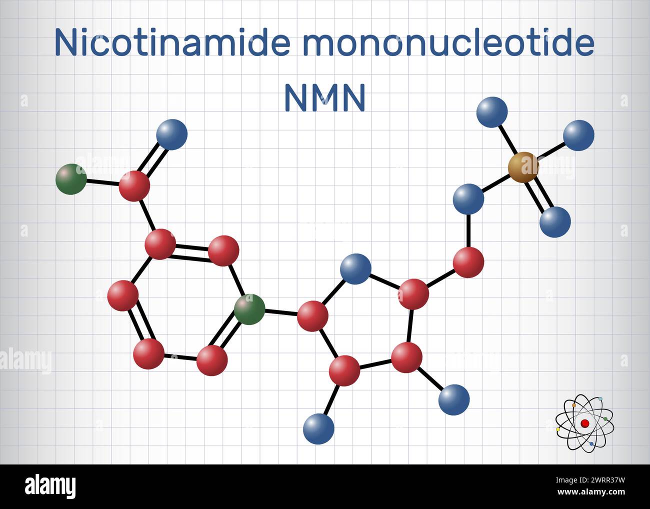 Nicotinamide mononucleotide, NMN molecule. It is naturally anti-aging ...