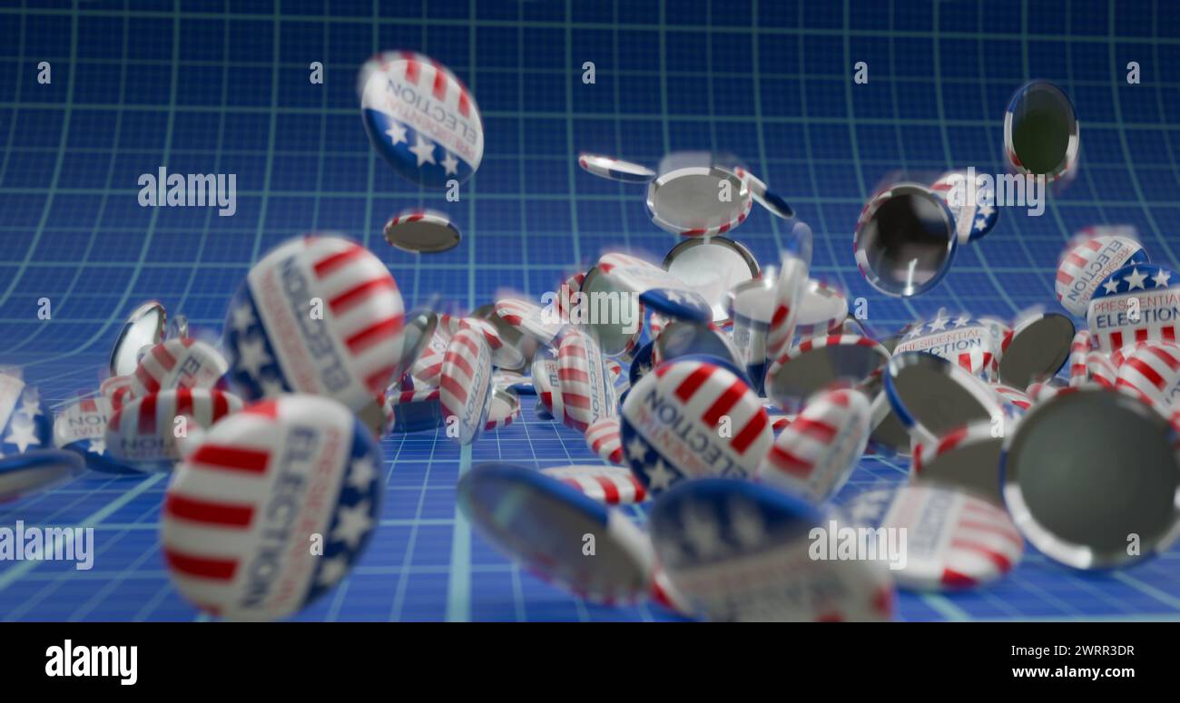 Image of falling presidential election text american flag button pin ...