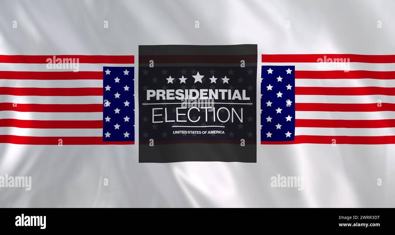 Image of presidential election, usa text over american flags on waving ...