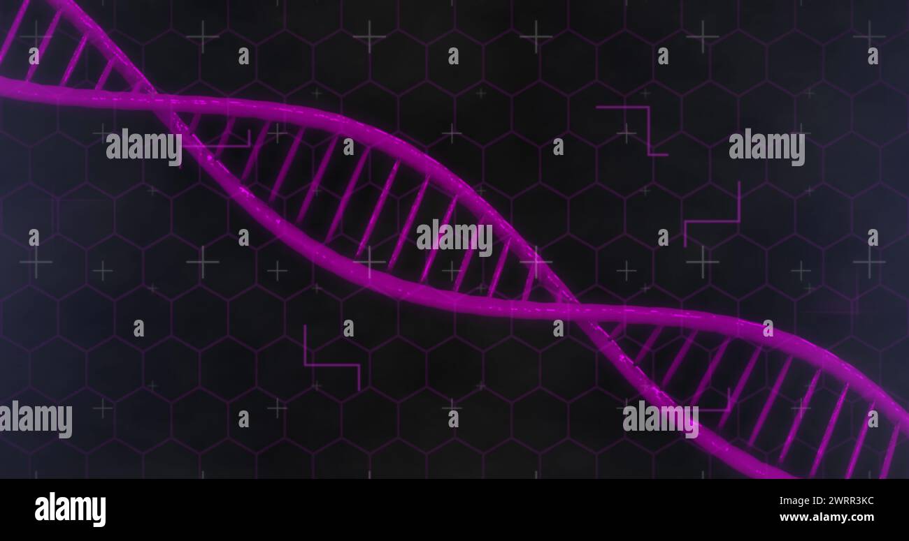 Image of shapes over dna strand Stock Photo - Alamy