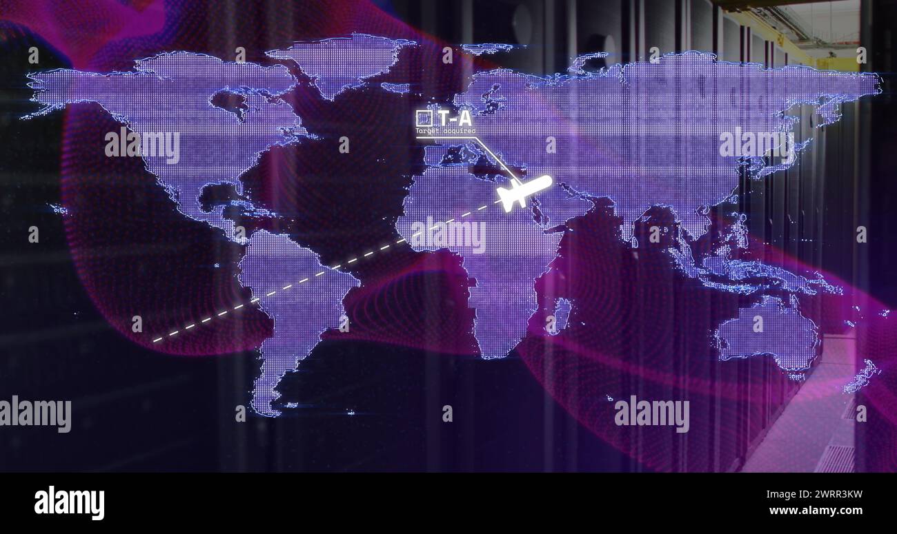 Image of world map over server room Stock Photo - Alamy