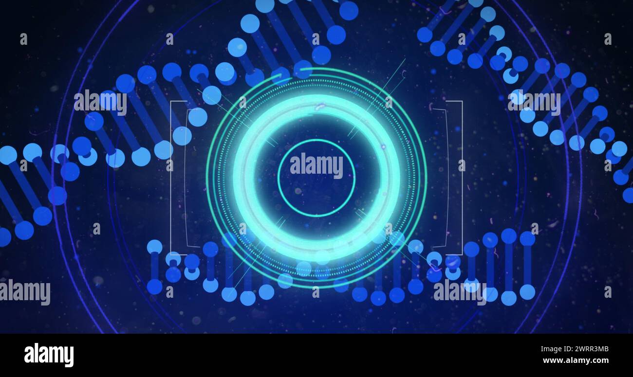 Image of scope scanning over dna strands Stock Photo - Alamy
