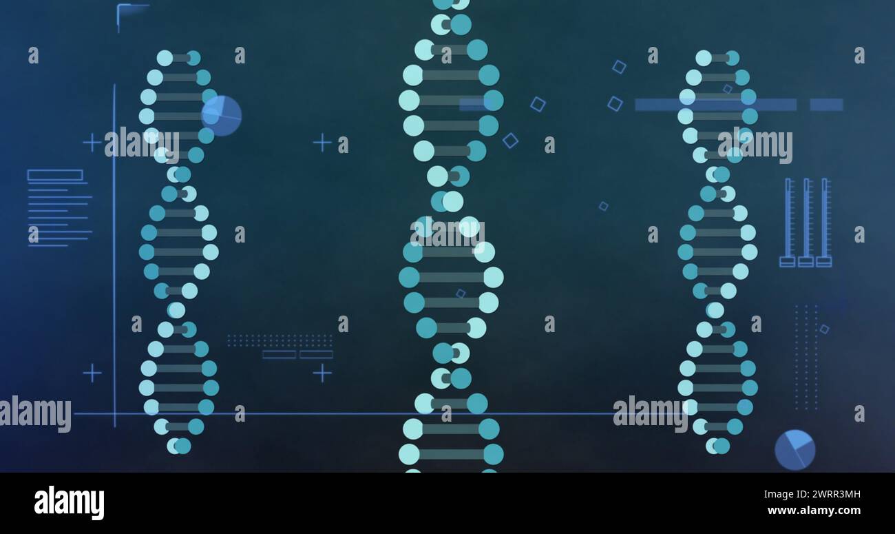 Image of data processing over dna strands Stock Photo - Alamy