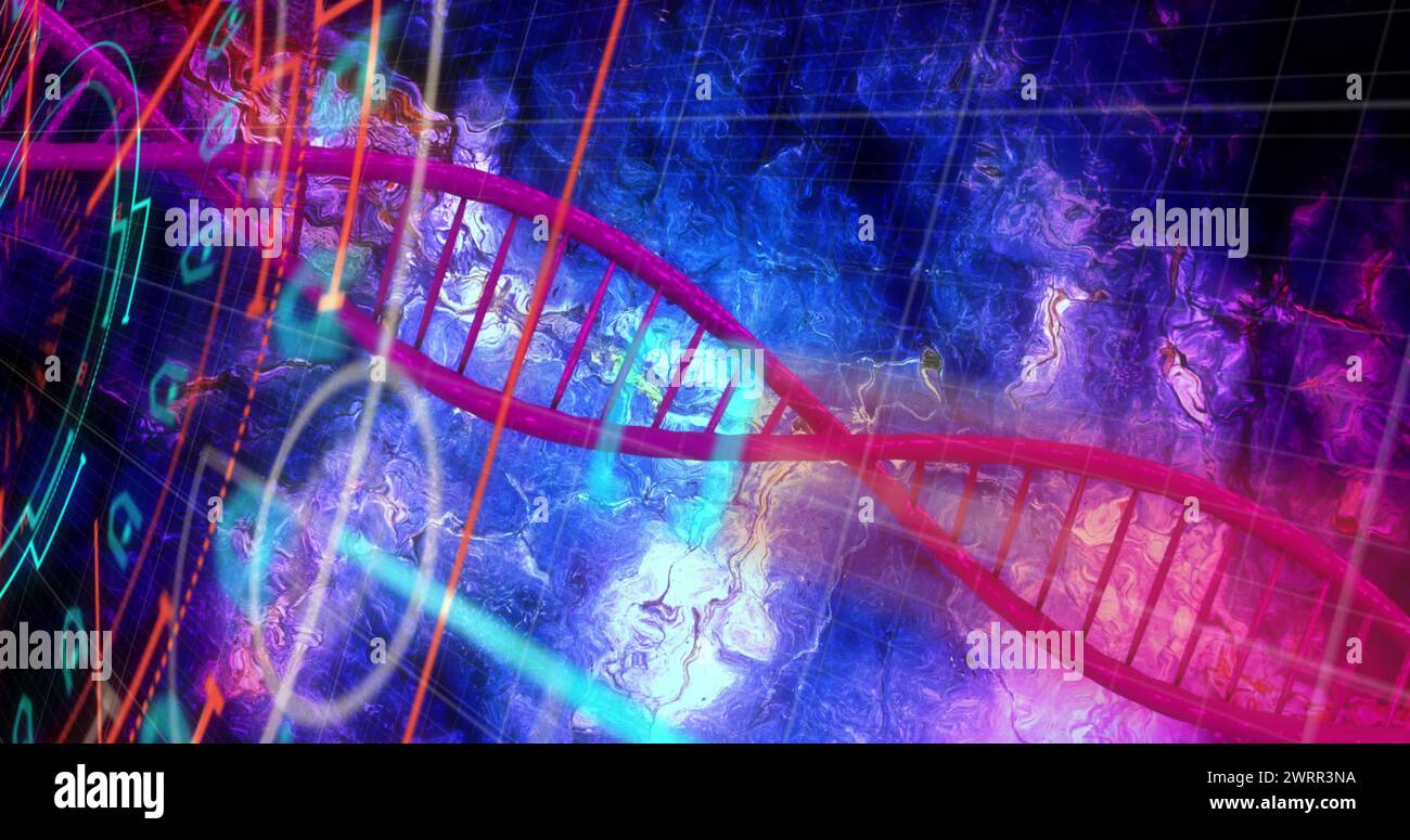 Image of data processing over dna strand Stock Photo - Alamy