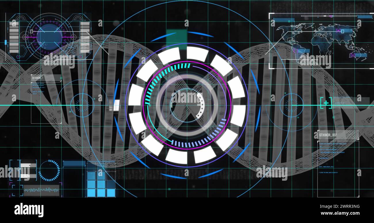 Image of scope scanning over dna strand Stock Photo - Alamy
