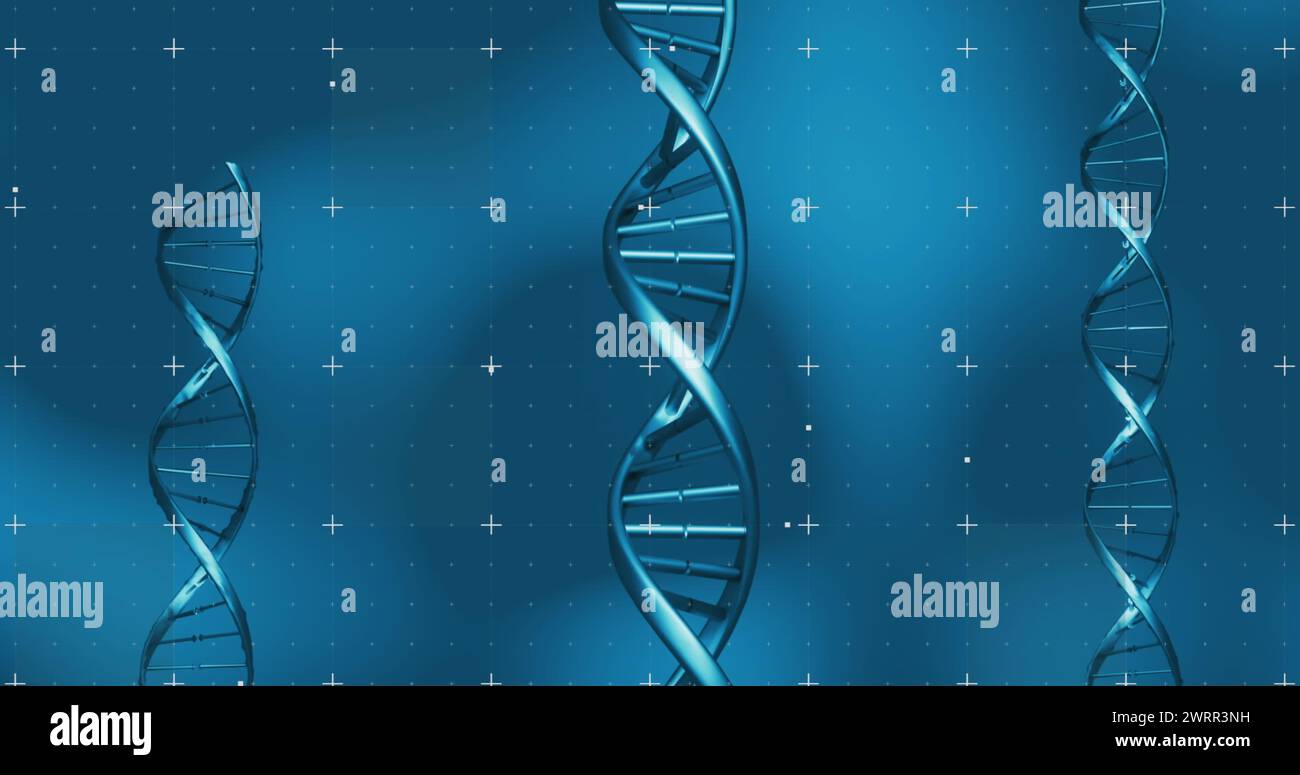 Image of shapes over dna strands Stock Photo - Alamy