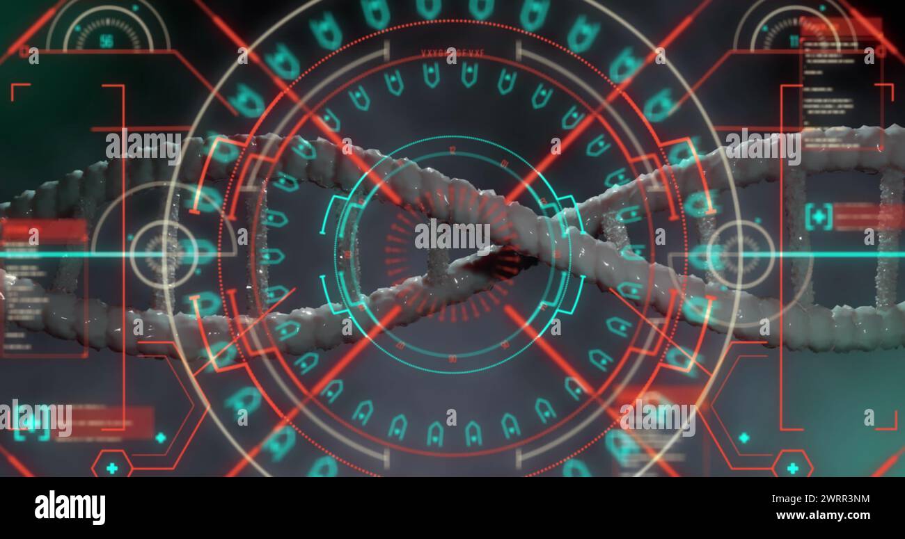 Image of scope scanning over dna strand Stock Photo - Alamy