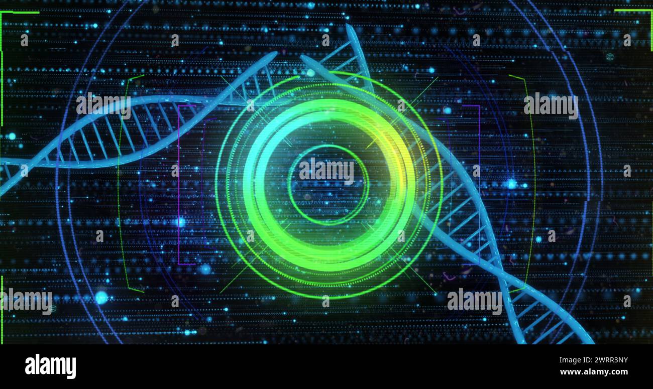 Image of scope scanning over dna strands Stock Photo - Alamy
