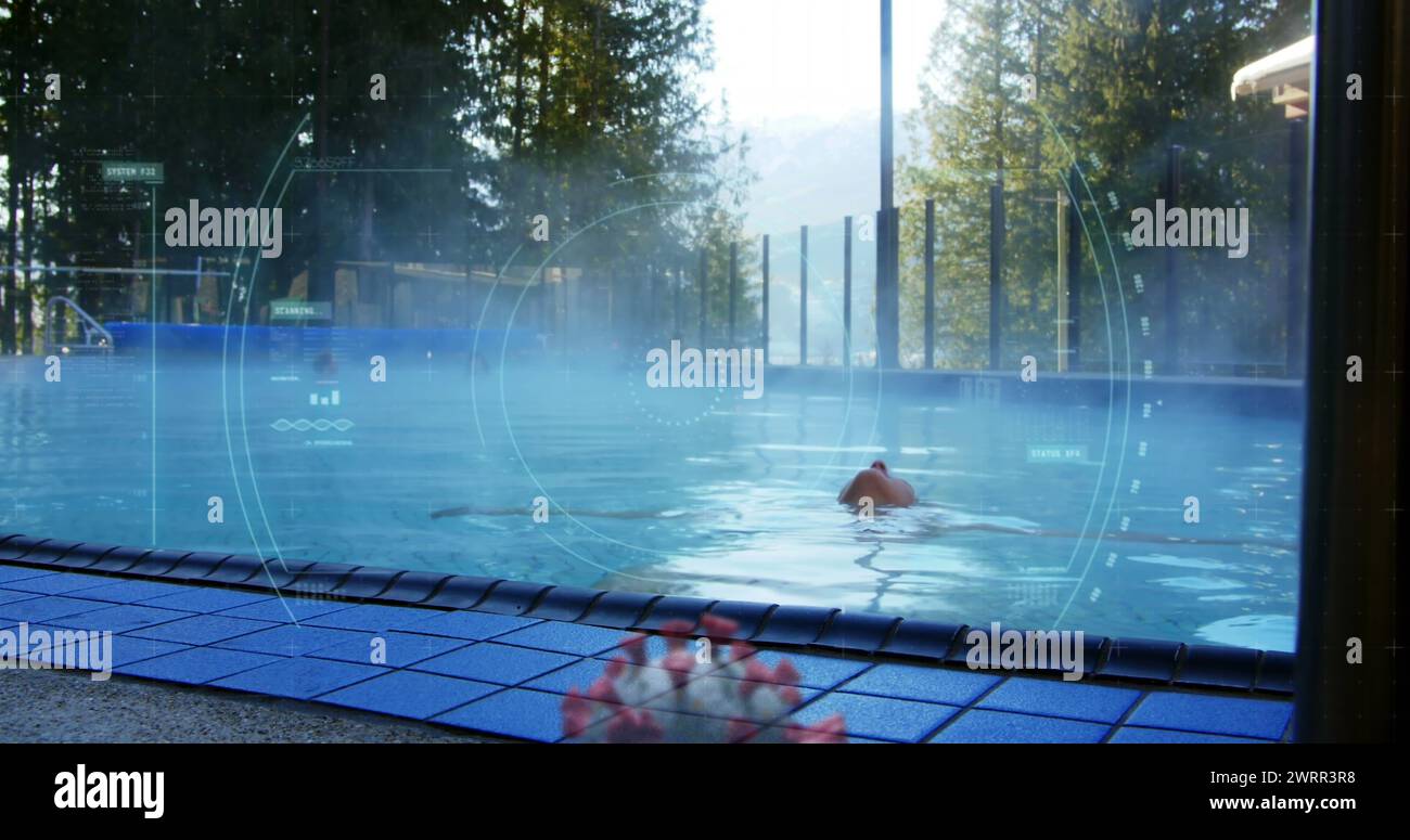 Image of scope scanning, finding macro Covid-19 cell over Caucasian ...