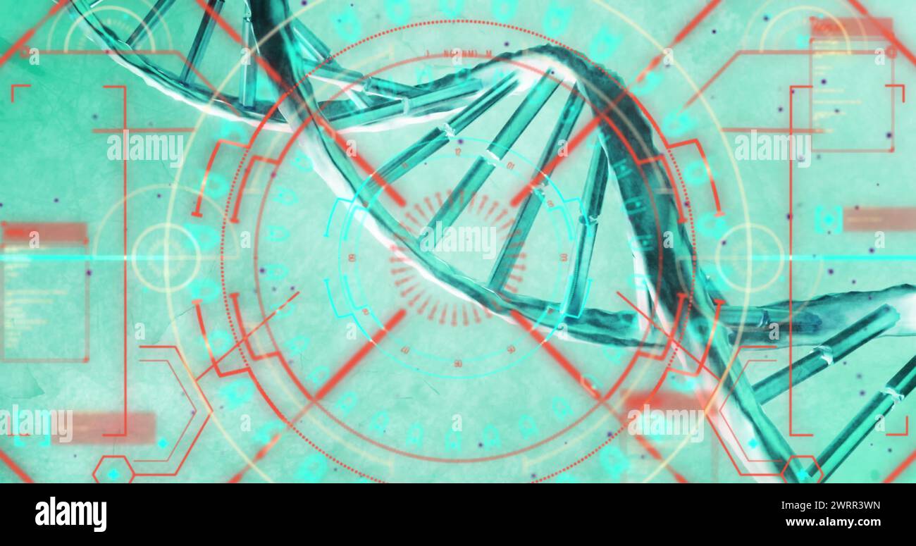 Image of scope scanning over dna strand Stock Photo - Alamy