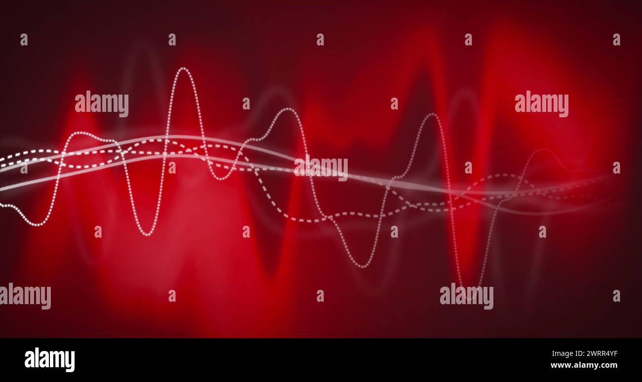 White data wave over glowing red energy on black background Stock Photo ...