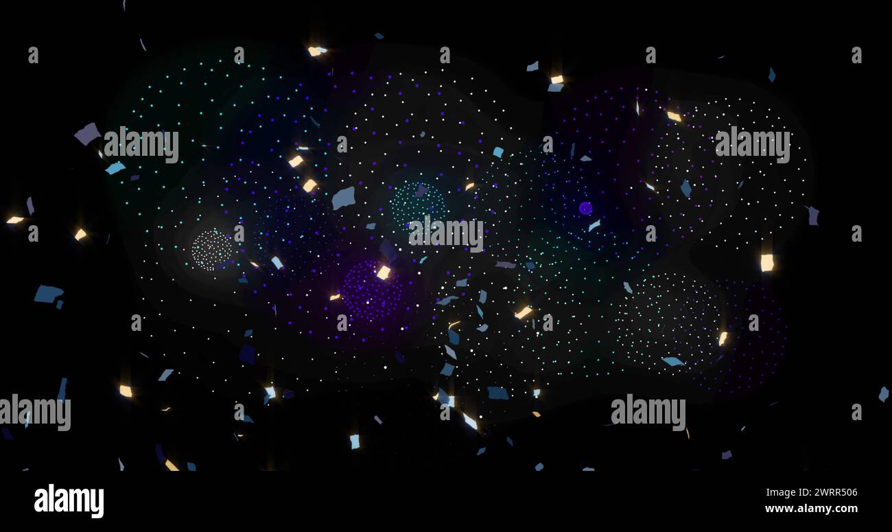 Image of moving shapes over black background Stock Photo - Alamy