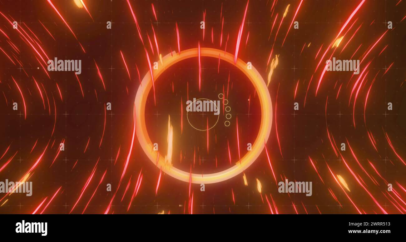 Image of scope scanning with glowing red and yellow light trails in background. global ...