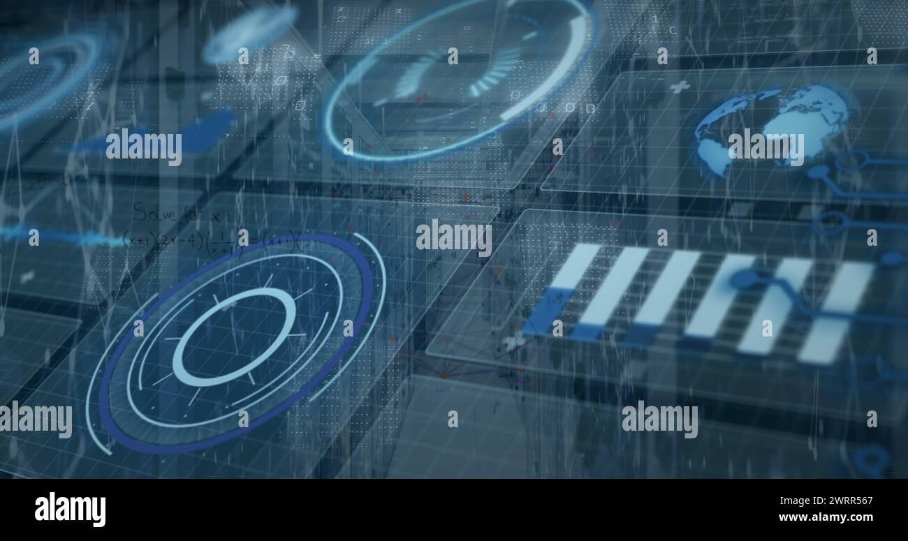 Digital image showcases global tech and data processing on a grid Stock ... Digital image showcases global tech and data processing on a grid Stock ...