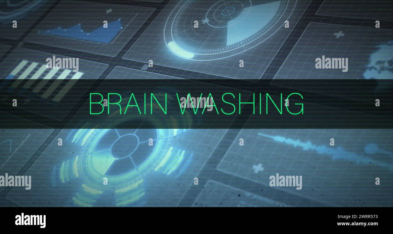 Image of brain washing text and data processing Stock Photo - Alamy
