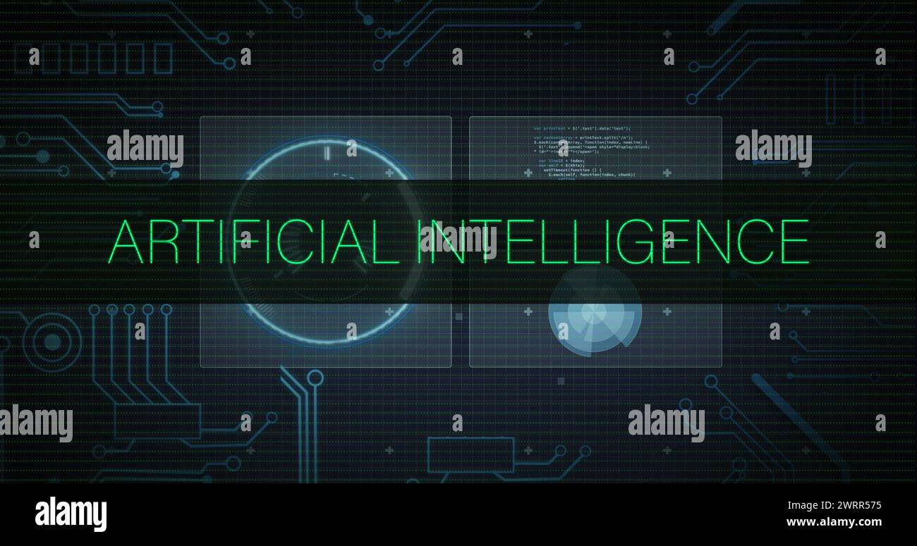 Image of artificial intelligence text, circuit board and data processing Stock Photo - Alamy