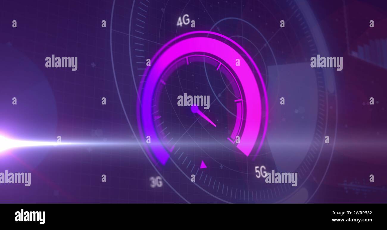 Image of internet speedometer and data processing Stock Photo - Alamy